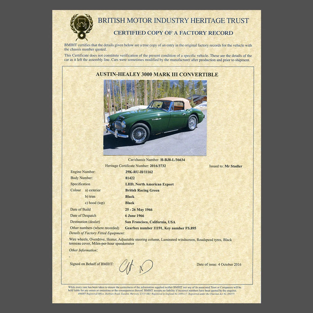 Premier Heritage Certificate – British Motor Museum
