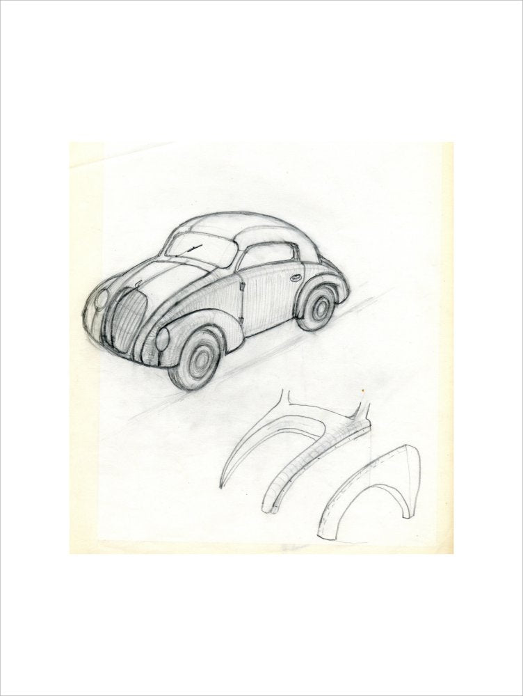 Mosquito Bodyshell Sketch by Issigonis – British Motor Museum